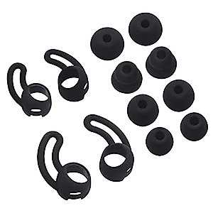 ALXCD Replacement Eartips & Wingtips Compatible with Beats Flex BeatsX, S/M/L & Double Flange 4 Pair Eartips & S/L 2 Pair Wingtips, Fit for BeatsFlex Earbuds, 4+2, Black
