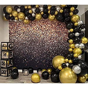 60pcs Gold Silver Black Balloons 12 Inches Latex Gold Silver Black for Birthday Party Baby Shower Graduation Decorations.