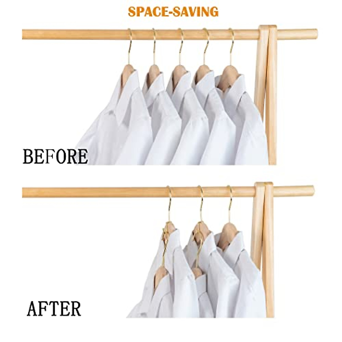 KOOBAY Clothes Hanger 72Pcs Connector Hooks Stable Hanger Gold Metal Outfit Hangers Extender Clips Mini Cascading Hanger Hooks