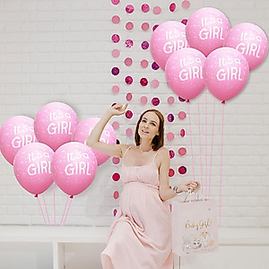 AnnoDeel 50 Pcs It's a Girl Balloons, 12inch Pink Girl Latex Balloons for Baby Shower Birthday Party Supply Docarations