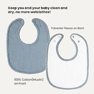 Konssy Muslin Baby Bibs 8 Pack Baby Bandana Drool Bibs Cotton for Unisex Boys Girls, 8 Solid Colors Set for Teething Drooling