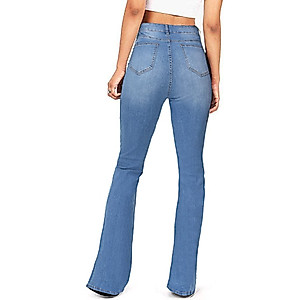 KDF Flare Jeans for Women Women's Bootcut Bell Bottom Jeans High Waisted Stretch Slimming Bell Bottoms Jeans, 2, Light Blue