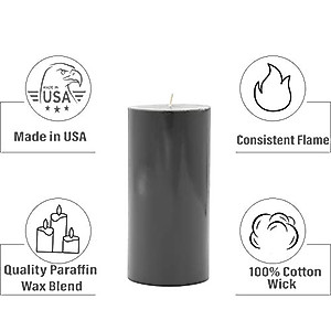 CandleNScent 3x6 Grey Pillar Candles Hand Poured Unscented (Pack of 3)