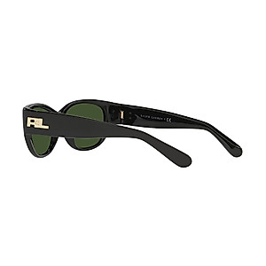 Ralph by Ralph Lauren Women's RL8193 Square Sunglasses, Shiny Black/Bottle Green, 56 mm