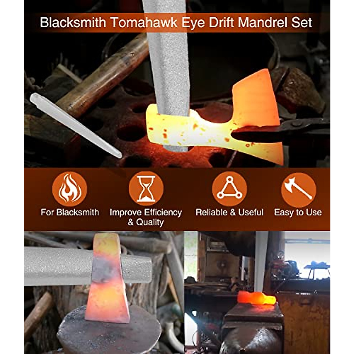 Blacksmith Drift Tool, Knifemakers Tomahawk Eye Drift Mandrel for Blacksmithing, Ductile Iron Custom Ax Drift Tool, Forging Tomahawk, Hammer, Axe, Knife,