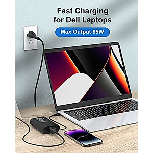 65W 60W USB-C Charger for Dell Laptop: Dell Latitude 5530 7430 5420 7420 5430 5520 7340 5540 7530, for Dell Inspiron 14 7420 7425 16 7620 2-in-1 XPS 13 9320 9305 Chromebook 3110 Type C AC Power Cord