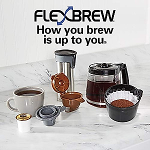 Hamilton Beach 49976 FlexBrew Trio 2-Way Coffee Maker, Compatible with K-Cup Pods or Grounds, Combo, Single Serve & Full 12c Pot, Black