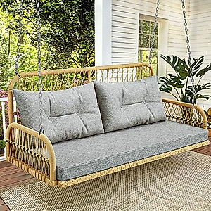 YITAHOME Hanging Porch Swing Rattan Patio Swing Lounge Swing Chair Hammock Chair Cushions 550lbs for Garden, Patio, Balcony, Living Room, Gray