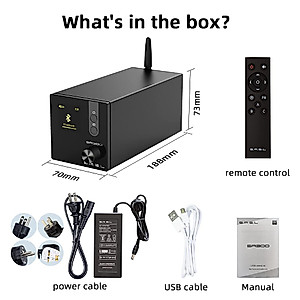 S.M.S.L SA300 HiFi Digital Amplifier, Infineon's MA12070 Chip Class D Power Amp, RCA USB Bluetooth 5.0 APTX Input, Multiple EQ Modes with Remote Control (Black)