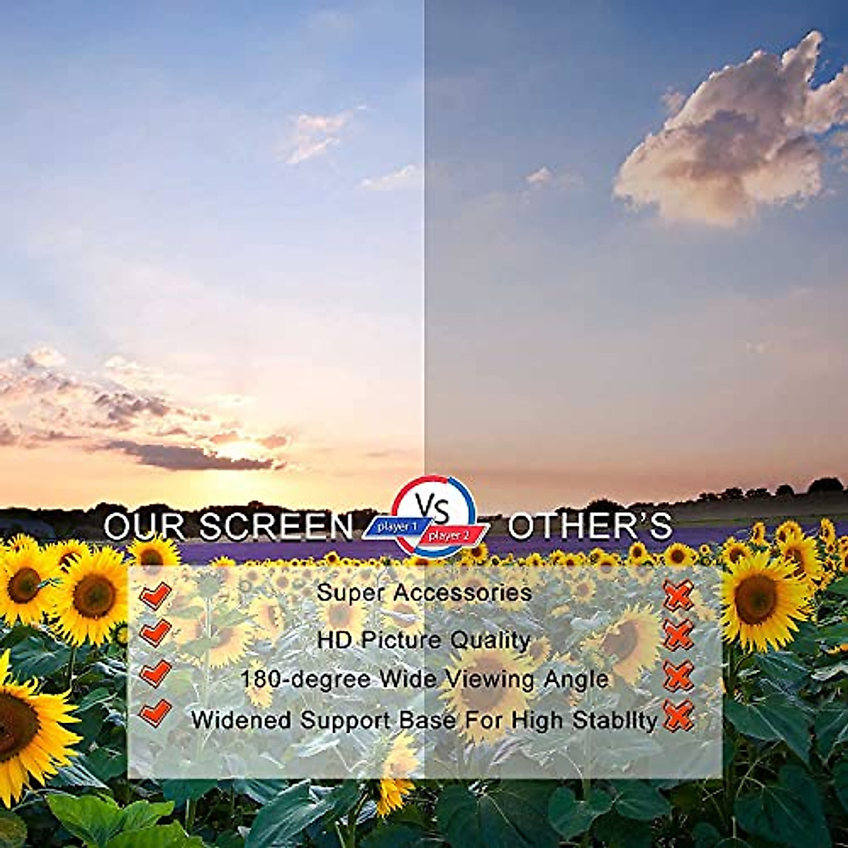 Movie Projector Screen with Stand Foldable Portable Outdoor Indoor Movie Screen for Home Theater Recreational Projection Screen 16: 9 HD 86 Inch Gifts