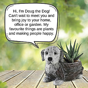 Dog Planter, Dog Shaped Outdoor/Indoor Planter For Succulents. 8.2 inch Planter Pot with Drainage Hole, Ideal for Dog Lovers and Housewarming Gift