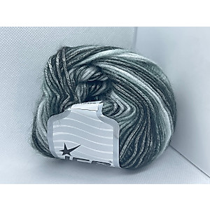 Black, Grey, White Picasso Fuzzy with Subtle Sheen Yarn, Polyester, Acrylic Blend 50 gram 125 Yards