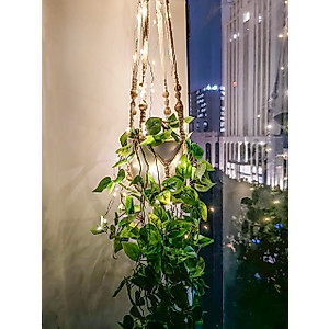 Fake Hanging Plants with Lights Artificial Plants for Home Decor Macrame Plant Hanger with Fake Vines Faux Hanging Planter for Wall Ceiling Bedroom Bathroom Kitchen Office Boho Decor Indoor