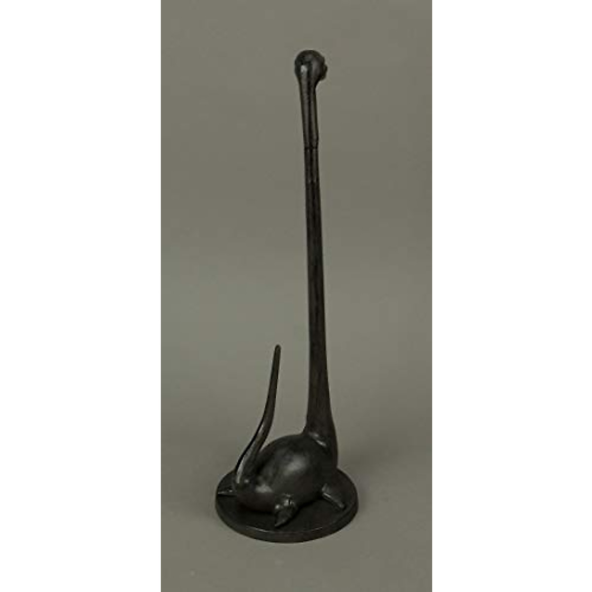 Rustic Brown Cast Iron Long Neck Dinosaur Paper Towel Holder