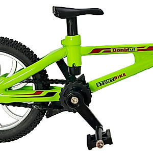 Metal Finger Bike Mountain Bike Toys Functional Kids Finger Bicycle Mini Finger BMX Set Gift for Kid (Green)