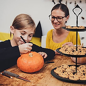 Lucky Will Black Tiered Dessert Serving Tray for Kid's Party Supplies Favors 3 Tier Cupcake Cake Stand for Birthday Tea Afternoon Halloween Christmas Candy Bar