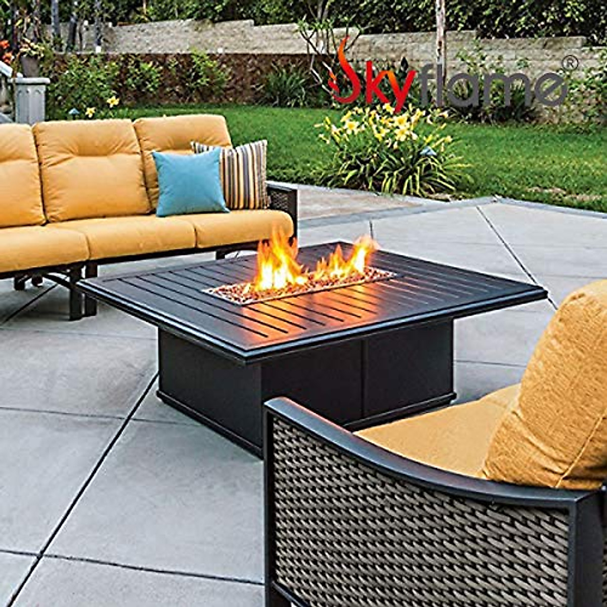 Skyflame 36" by 6" Linear Drop-in Fire Pit Pan and Burner Kit for Natural Gas/Propane, Steel Fire Pit Insert Burner for DIY Fire Pit and Fireplace