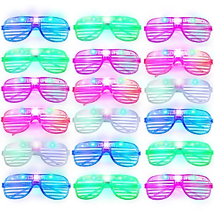 15 Pack Light Up Glasses 5 Colors Glow in The Dark LED Glasses Party Supplies for Kids Adults 80s Shutter Shades Neon Party Favors