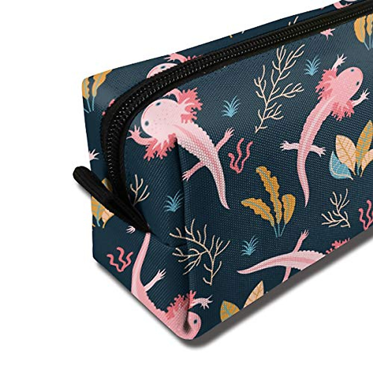 Axolotl Large Makeup Bag Adorable Travel Cosmetic Toiletry Organizer Case for Women