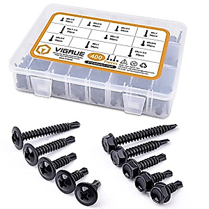 VIGRUE #8 and #10 Black Self Drilling Screws Assortment Kit