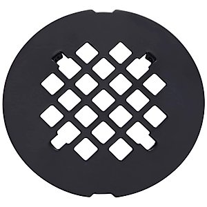 Shower Drain Cover, Brass Construction, 4-1/4 inches Outside Diameter (Matte Black)