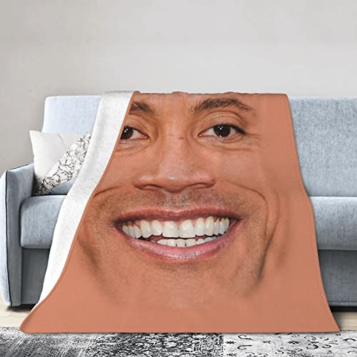 Flannel Rock Funny Face Blanket 50"X40" Soft Cozy Lightweight Fluffy Microfiber Funny Blanket All Season Funny Meme Throw Blankets Fuzzy Plush for Sofa Bed Couch