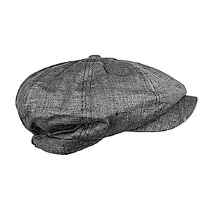 Men's Linen 8 Panel Applejack Gatsby Newsboy Ivy Hat (Grey)