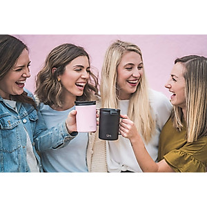 Simple Modern Travel Coffee Cup with Lid and Handle | Reusable Insulated Stainless Steel Iced Coffee Mug Cold Brew Tumbler and Tea Cup | Scout Collection | 12oz | Midnight Black