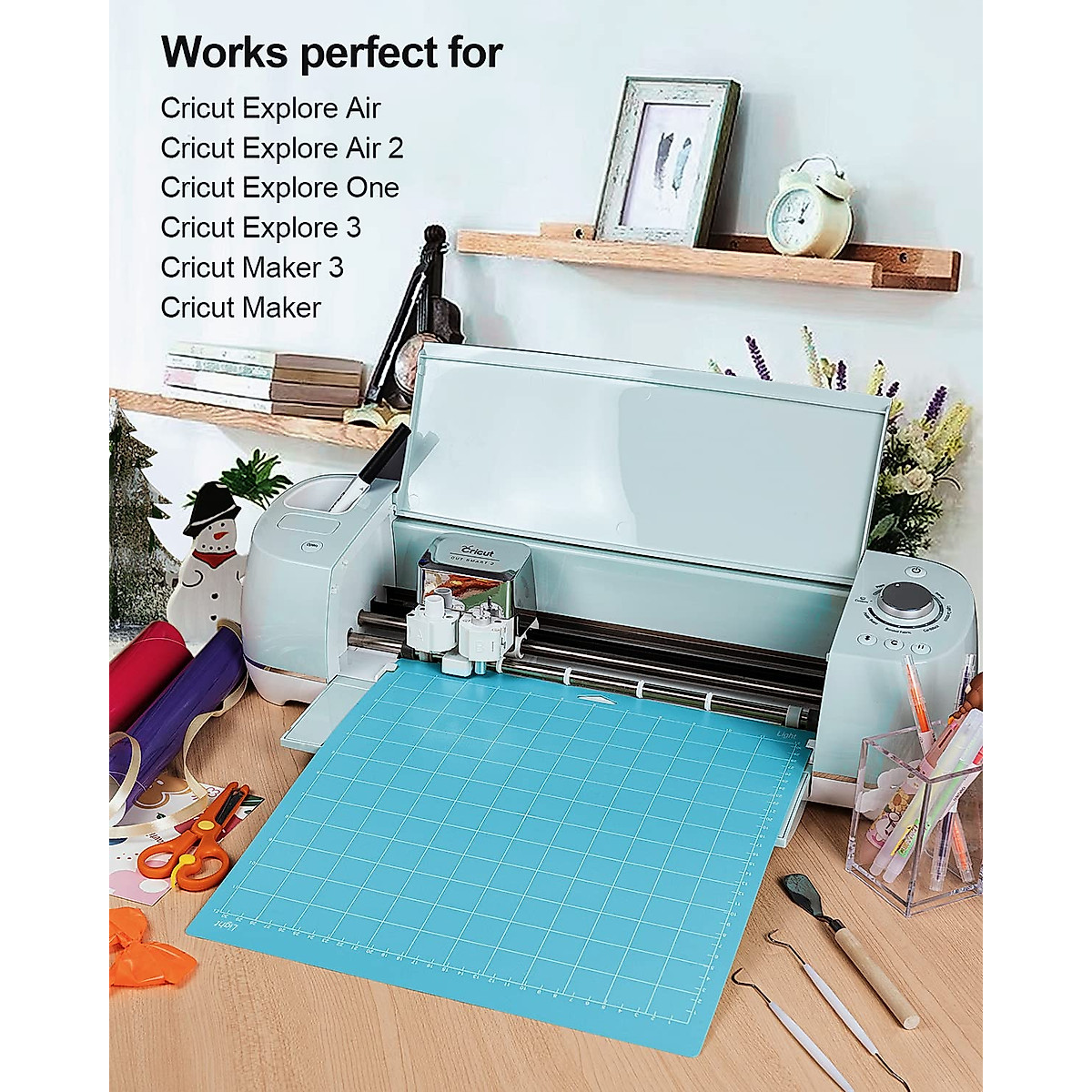 Gwybkq Cutting Mat for Cricut Maker 3/Maker/Explore 3/Air 2/Air/One 12 Pack 12x12 Adhesive Sticky Light Cut Mats Replacement Accessories Quilting Scrapbooking & Stamping Supplies Blue