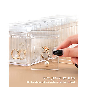 HOMEHIVE Acrylic Jewelry Box Organizer, Clear Jewelry Organizer and Storage with 20 Portable Anti Tarnish Jewelry bags, Travel Jewelry Case for Earrings/Rings/Necklaces Gift for Women Girls, Clear