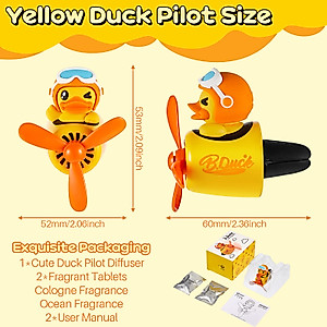 Duck Car Air Freshener Cute Diffuser Rotating Propeller Outlet Vent Fresheners Automotive Duck Air Fresheners Aromatherapy Ornament Car Accessories(Duck Style)