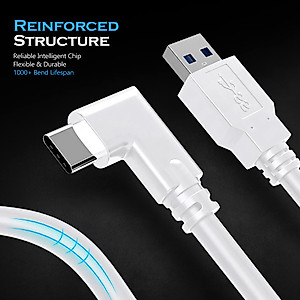 TNE 16ft Link Cable for Oculus Quest 2 & Quest 1 for PC Gaming & Charging | High Speed Data Transfer & Fast Charger Cord 90 Degree Angled Type C USB3.2 Gen1 to USB Type A Power Cable (16ft/5M, White)