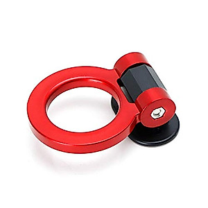 iJDMTOY Red Universal Ring Track Racing Style Tow Hook Aesthetic Decoration Kit Compatible With Any Car SUV Truck (Not Functional, Decorative Purpose ONLY)