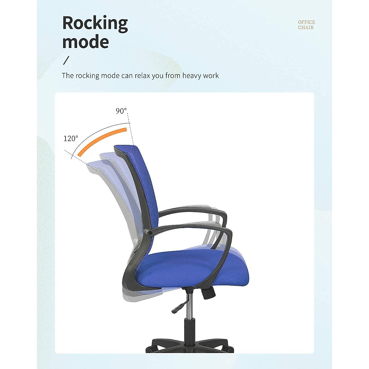 Hkeli Ergonomic Office Chair Computer Desk Chair Cheap Mid Back Mesh Office Chair with Wheels Back Support Armrest Adjustable Height Rolling Swivel Task Executive Works Chair for Women Men, Blue