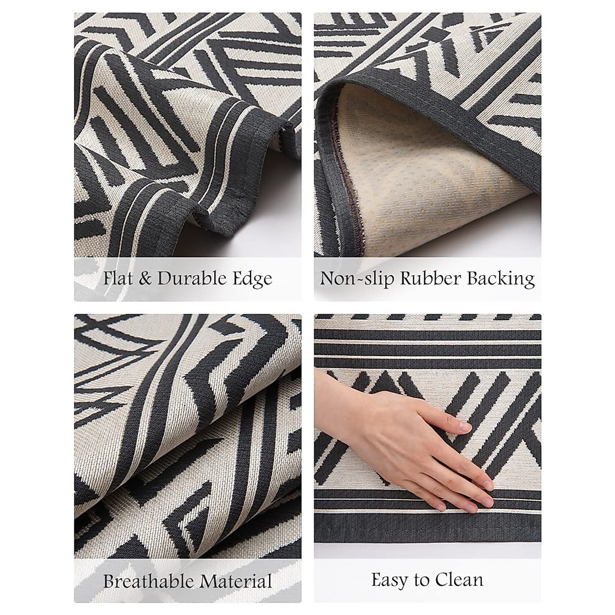 Outdoor Rug Carpet 6x9 ft, Flatweave Textured Outdoor Patio Rug Non Slip Indoor Outdoor Rugs with Rubber Particles Backing Boho Outdoor Area Rug for Patio Deck Front Porch Backyard Balcony