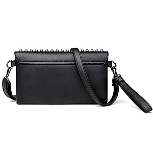 FiveloveTwo Women Small Punk Rivet Handbag Purse Clutch PU Satchel Shoulder Tote Top-handle Bag Black