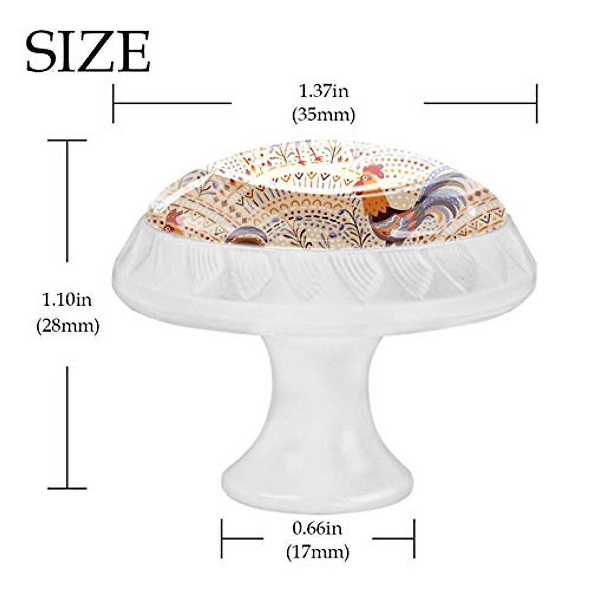 ZJ Cock Rooster Crystal Cabinet Knob for Dressers Wardrobes Bedside Table Nightstand Bookcase, 4 PCs