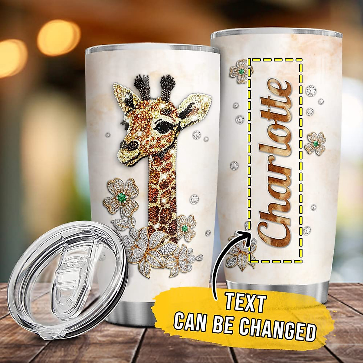 Wassmin Giraffe Tumbler Personalized Giraffes Tumblers Jewelry Drawing Style Stainless Steel Insulated 20oz 30oz Travel Cup Birthday Christmas Gifts For for Animal Lovers Women Girls
