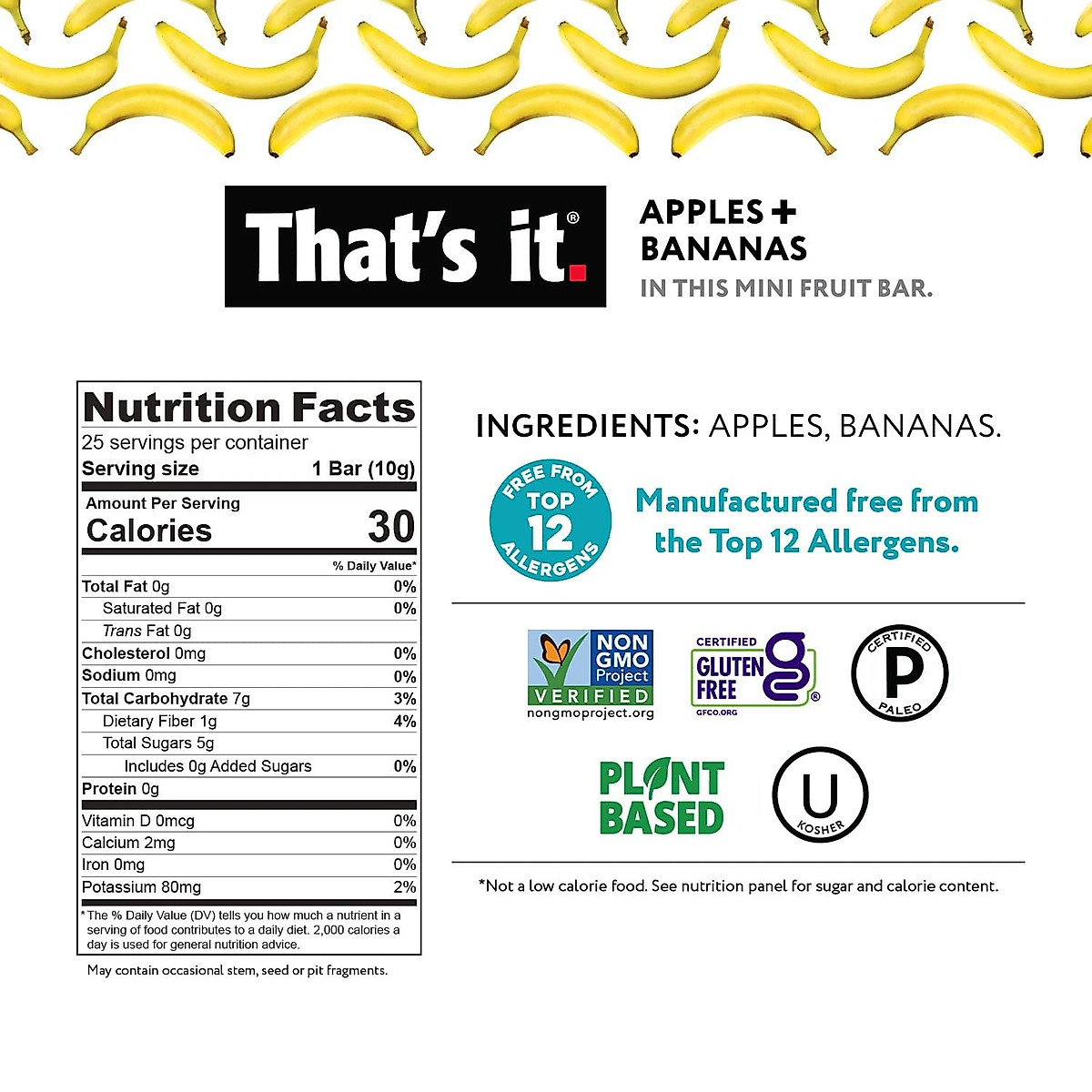 That’s It. Fun Size Fruit Bars Variety Pack(50 Pieces, 10g Each) With Apples + Bananas, Apples + Cranberries, Non-GMO, Paleo and Kosher Friendly, Gluten Free Breakfast Snacks