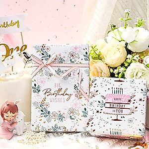 LeZakaa Birthday Wrapping Paper Roll - Mini Roll - Cake/Flower/Candle Print for Girl, Women Gift Wrapping - 17 x 120 inches, 3 Rolls (42.5 sq.ft.ttl.)