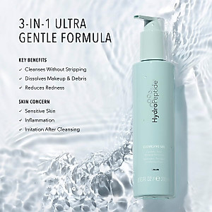 HydroPeptide Cleansing Gel, Toning Face Wash, Effectively Removes Makeup, Dirt, and Excess Oil without Irritation, 6.76 Ounce