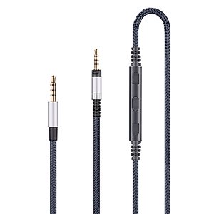 Audio Replacement Cable with in-Line Mic Remote Volume Control Compatible with Sennheiser Momentum, Momentum 2.0, HD1 Headphones, Audio Cord Compatible with iPhone iPod ipad Apple Devices