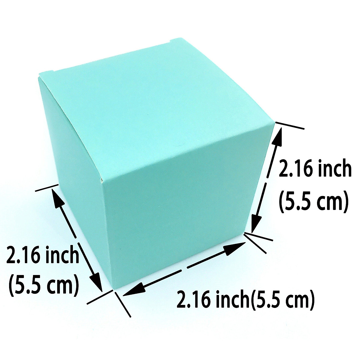 Small Cube Turquoise Candy Treat Boxes Bulk Teal Blue Gift Boxes Wedding Favors Baby Bridal Shower Birthday Party Boxes Supplies, 50pc (Aqua Blue)