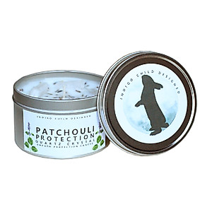 Empath Protection 8 Oz. Candle, Patchouli with Lavender and Clear Quartz Crystals