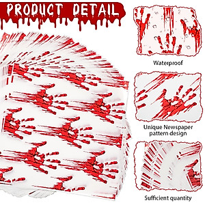 150 Pcs Halloween Wax Paper Sheets Food Dry Wrapping Paper with Blood Pattern Square Waterproof Deli Paper Oil Proof Sandwich Tray Picnic Basket Liners for Halloween Party Kitchen Handmade Supplies
