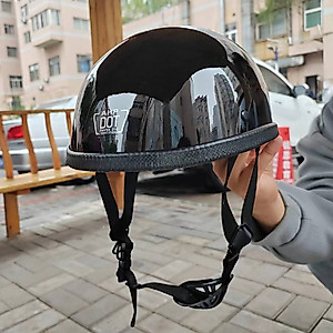 German Style Open Face Beanie Helmet, Low Profile Open Face Helmets for Men Women, DOT Approved Chopper Motorcycle Half Helmet, Small and Light Summer Cool Skull Cap Helmet -Lvory White-XL