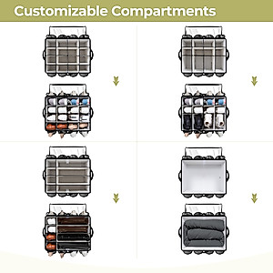 STORAGEIDEAS Shoe Organizer for Closet, Shoe Storage Solution with Clear Cover & Adjustable Dividers, Fabric Shoe Box Fits 16 +8 Pairs Shoes, Black, 1-Pack