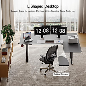 ONBRILL Standing Desk, 71x43 Inches L Shaped Desk with 4 Legs, Dual Motor and Memory Controller, Electric Stand Up Desk Adjustable Height from 28-46 Inches for Computer Workstation