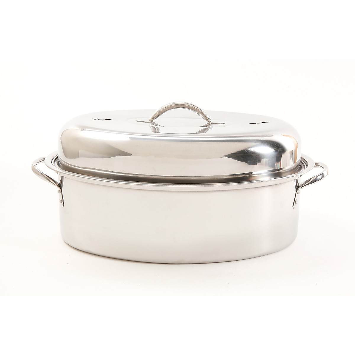 Gibson Home Stainless Steel Top Roast 16-Inch Oval Roaster Pan with Lid and Rack
