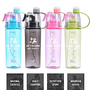 HKTOPCNE Spray Water Bottle for Drinking Sports Water Bottle Cycling BPA Free 600ml for Cycling Running Mountaineering Hiking Gym Climbing (Pink)